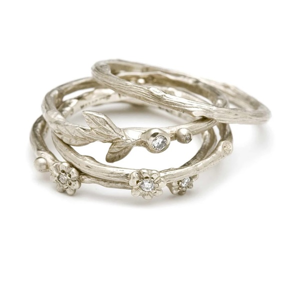 Sofia Kaman | Jewelry | Sofia Kaman Diamond Daisy Twig Texture Stacking Band | Poshmark